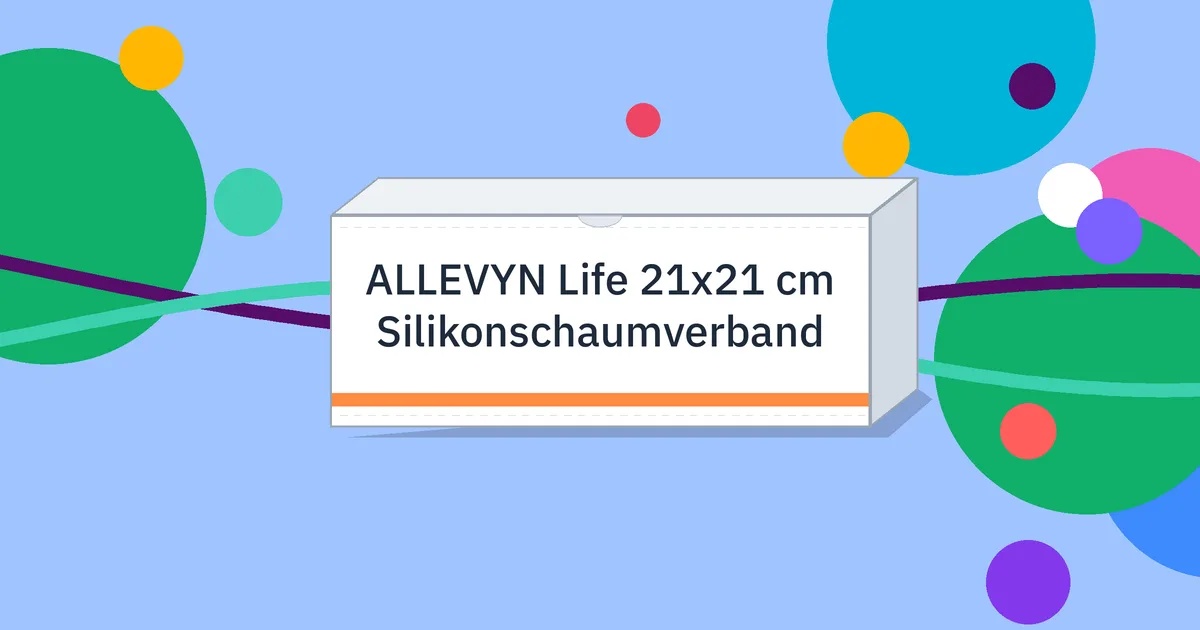 Symbolbild: Packung mit der Aufschrift ALLEVYN Life 21x21 cm Silikonschaumverband (PZN 11605551) – Verfügbarkeit und Bezug in Apotheken in Frankfurt am Main