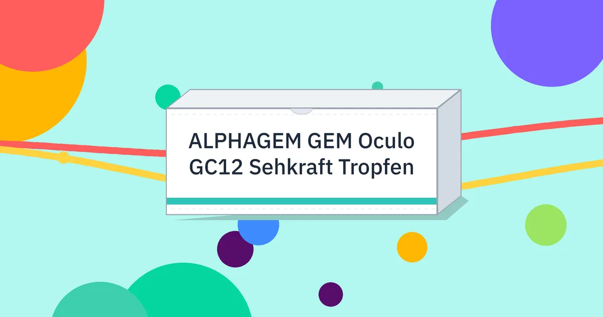 Symbolbild: Packung mit der Aufschrift ALPHAGEM GEM Oculo GC12 Sehkraft Tropfen (PZN 20296296) – Verfügbarkeit und Bezug in Apotheken in Frankfurt am Main