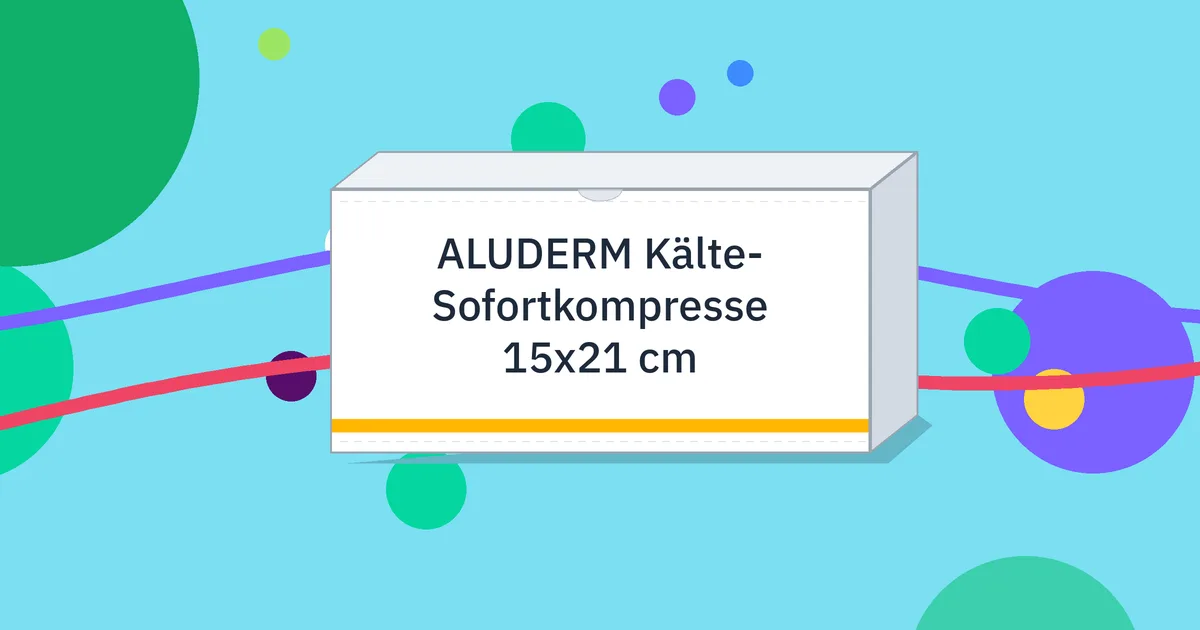 Symbolbild: Packung mit der Aufschrift ALUDERM Kälte-Sofortkompresse 15x21 cm (PZN 19772840) – Verfügbarkeit und Bezug in Apotheken in Frankfurt am Main