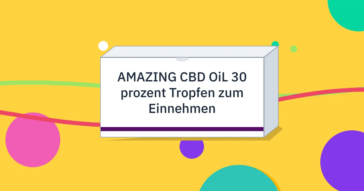 Symbolbild: Packung mit der Aufschrift AMAZING CBD OiL 30 prozent Tropfen zum Einnehmen (PZN 20102369) – Verfügbarkeit und Bezug in Apotheken in Frankfurt am Main