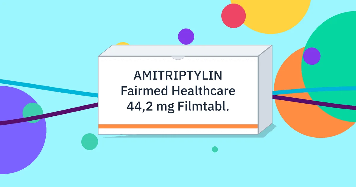 Symbolbild: Packung mit der Aufschrift AMITRIPTYLIN Fairmed Healthcare 44,2 mg Filmtabl. (PZN 16564609) – Verfügbarkeit und Bezug in Apotheken in Frankfurt am Main