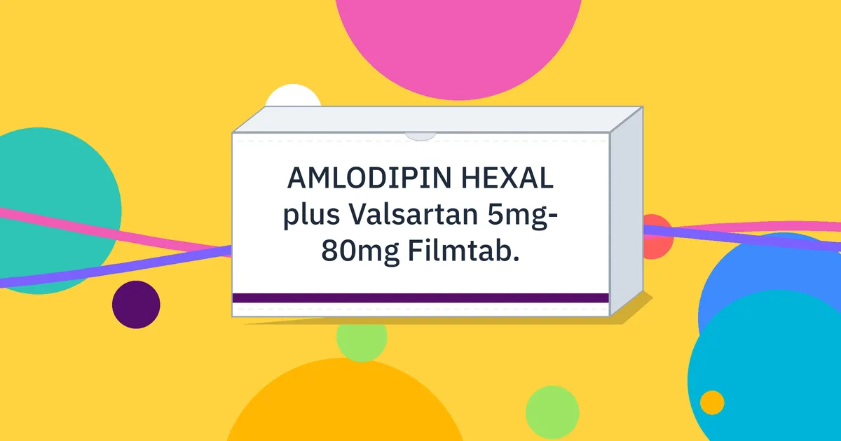 Symbolbild: Packung mit der Aufschrift AMLODIPIN HEXAL plus Valsartan 5mg-80mg Filmtab. (PZN 19429355) – Verfügbarkeit und Bezug in Apotheken in Frankfurt am Main