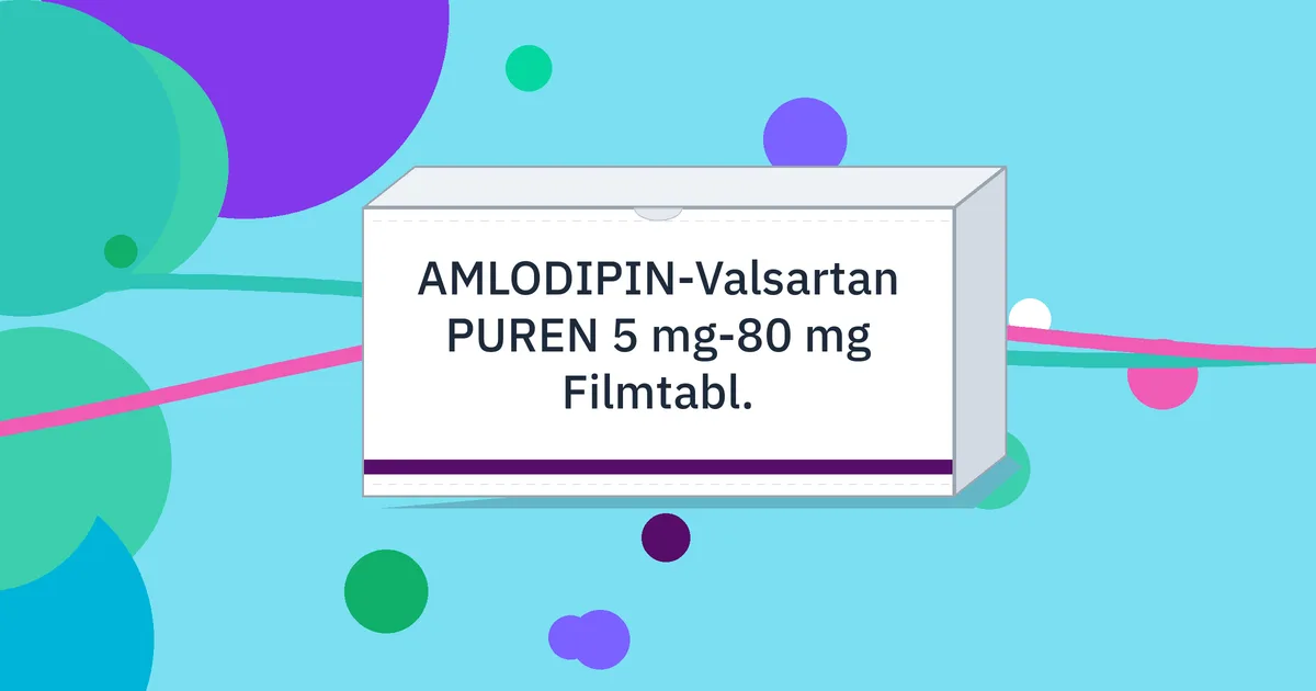 Symbolbild: Packung mit der Aufschrift AMLODIPIN-Valsartan PUREN 5 mg-80 mg Filmtabl. (PZN 12352483) – Verfügbarkeit und Bezug in Apotheken in Frankfurt am Main