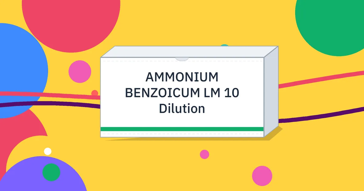 Symbolbild: Packung mit der Aufschrift AMMONIUM BENZOICUM LM 10 Dilution (PZN 13319909) – Verfügbarkeit und Bezug in Apotheken in Frankfurt am Main