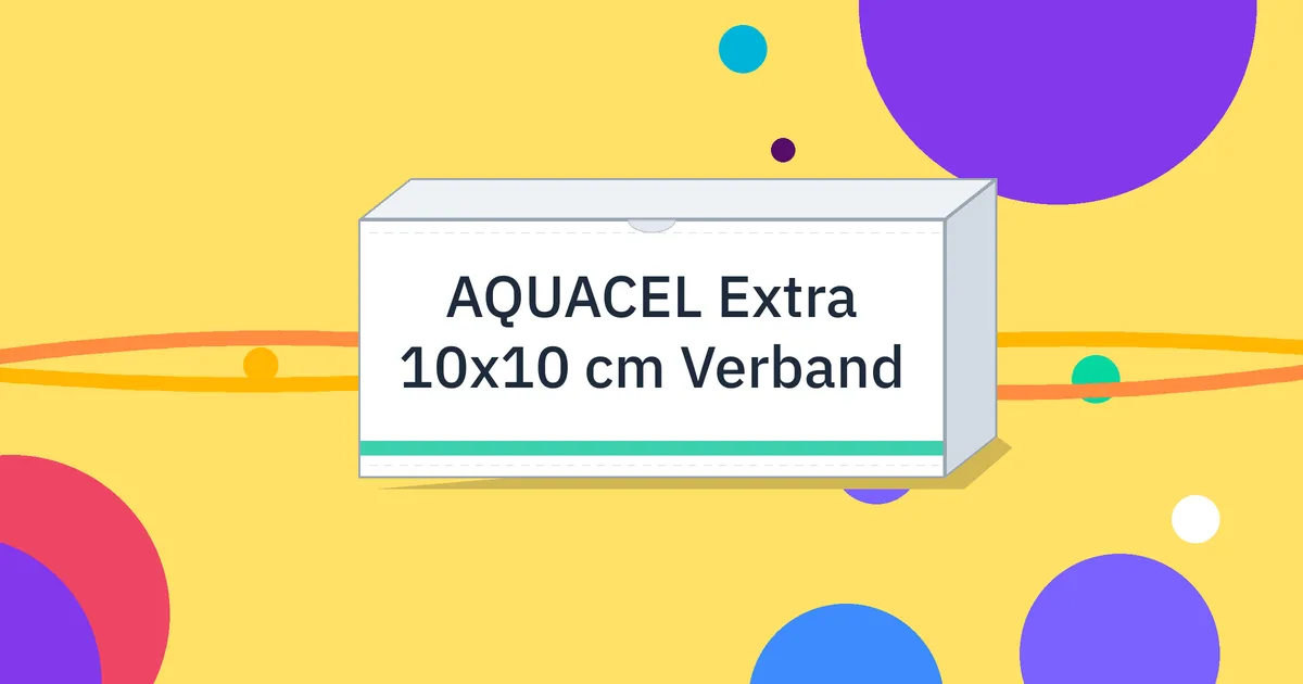 Symbolbild: Packung mit der Aufschrift AQUACEL Extra 10x10 cm Verband (PZN 10776859) – Verfügbarkeit und Bezug in Apotheken in Frankfurt am Main