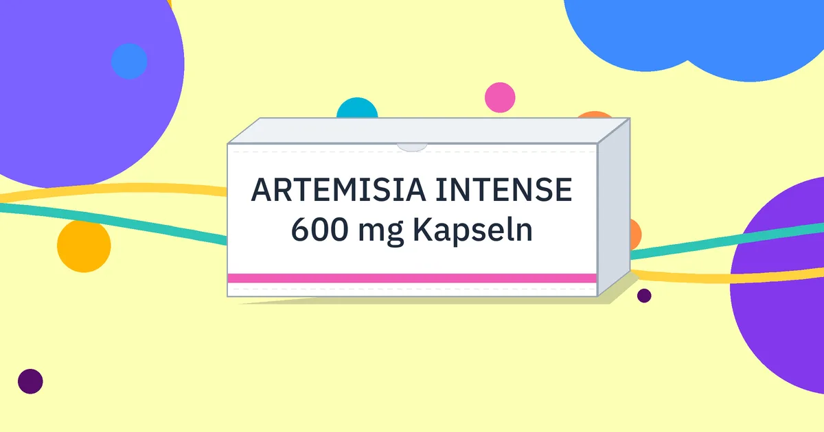 Symbolbild: Packung mit der Aufschrift ARTEMISIA INTENSE 600 mg Kapseln (PZN 18423758) – Verfügbarkeit und Bezug in Apotheken in Frankfurt am Main