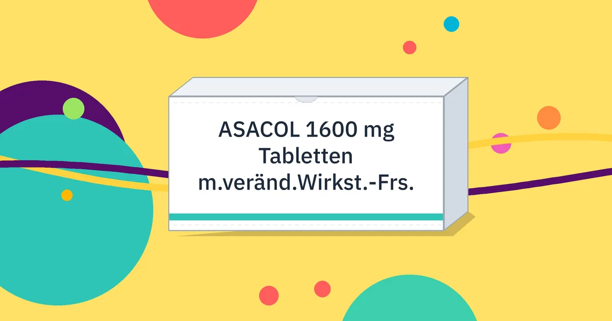 Symbolbild: Packung mit der Aufschrift ASACOL 1600 mg Tabletten m.veränd.Wirkst.-Frs. (PZN 15619030) – Verfügbarkeit und Bezug in Apotheken in Frankfurt am Main