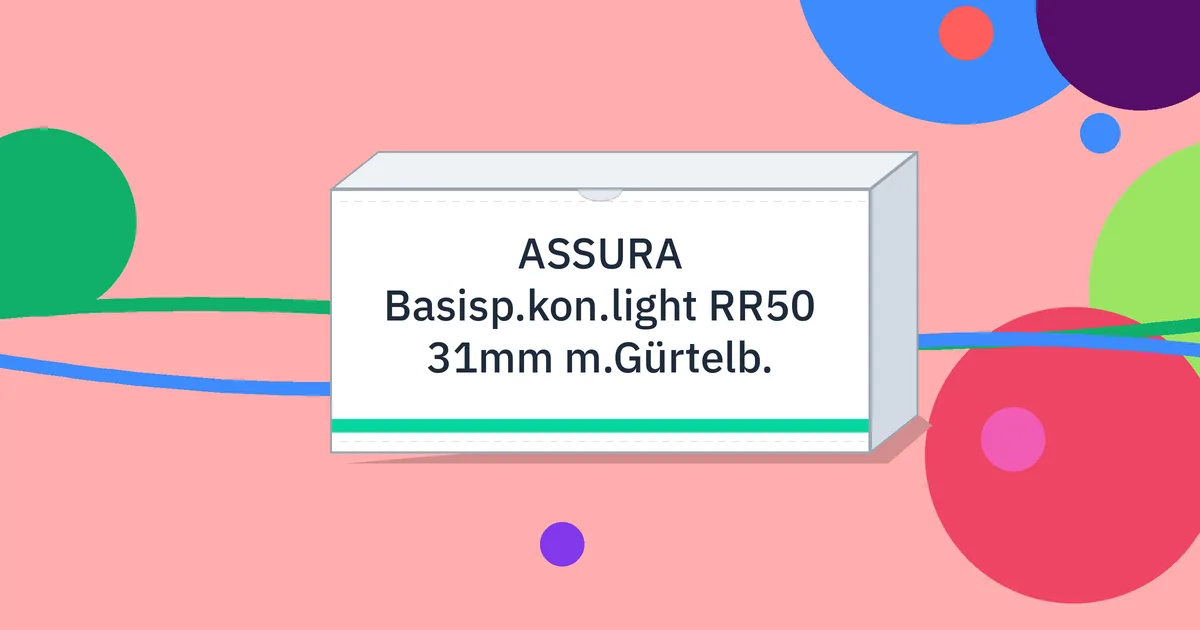 Symbolbild: Packung mit der Aufschrift ASSURA Basisp.kon.light RR50 31mm m.Gürtelb. (PZN 02857058) – Verfügbarkeit und Bezug in Apotheken in Frankfurt am Main