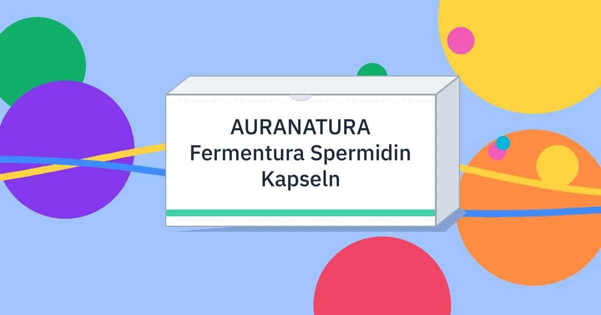 Symbolbild: Packung mit der Aufschrift AURANATURA Fermentura Spermidin Kapseln (PZN 18158109) – Verfügbarkeit und Bezug in Apotheken in Frankfurt am Main