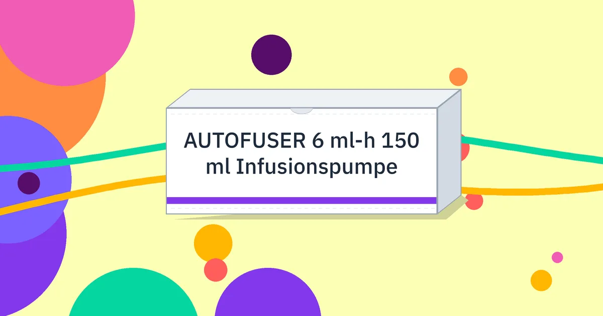Symbolbild: Packung mit der Aufschrift AUTOFUSER 6 ml-h 150 ml Infusionspumpe (PZN 13922356) – Verfügbarkeit und Bezug in Apotheken in Frankfurt am Main