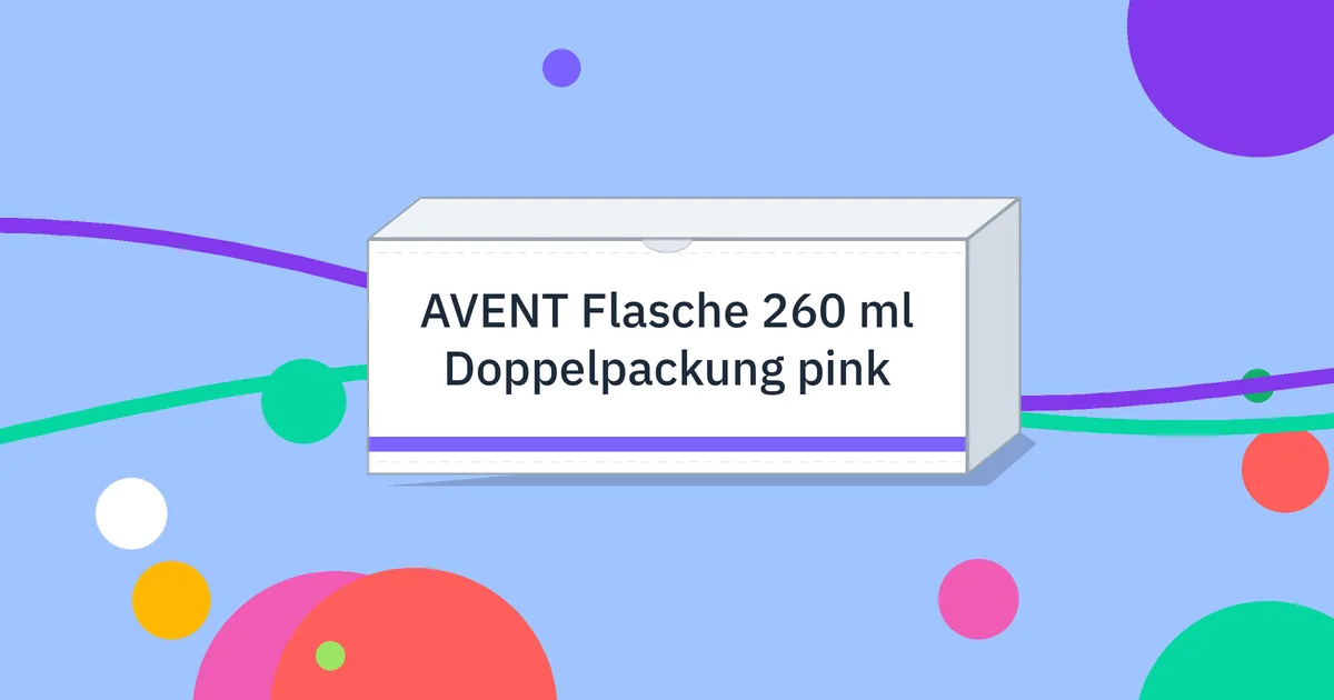 Symbolbild: Packung mit der Aufschrift AVENT Flasche 260 ml Doppelpackung pink (PZN 10117565) – Verfügbarkeit und Bezug in Apotheken in Frankfurt am Main