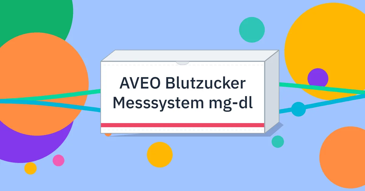 Symbolbild: Packung mit der Aufschrift AVEO Blutzucker Messsystem mg-dl (PZN 20740650) – Verfügbarkeit und Bezug in Apotheken in Frankfurt am Main