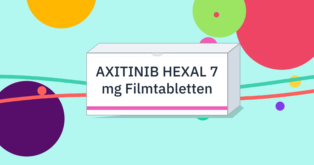 Symbolbild: Packung mit der Aufschrift AXITINIB HEXAL 7 mg Filmtabletten (PZN 19371176) – Verfügbarkeit und Bezug in Apotheken in Frankfurt am Main