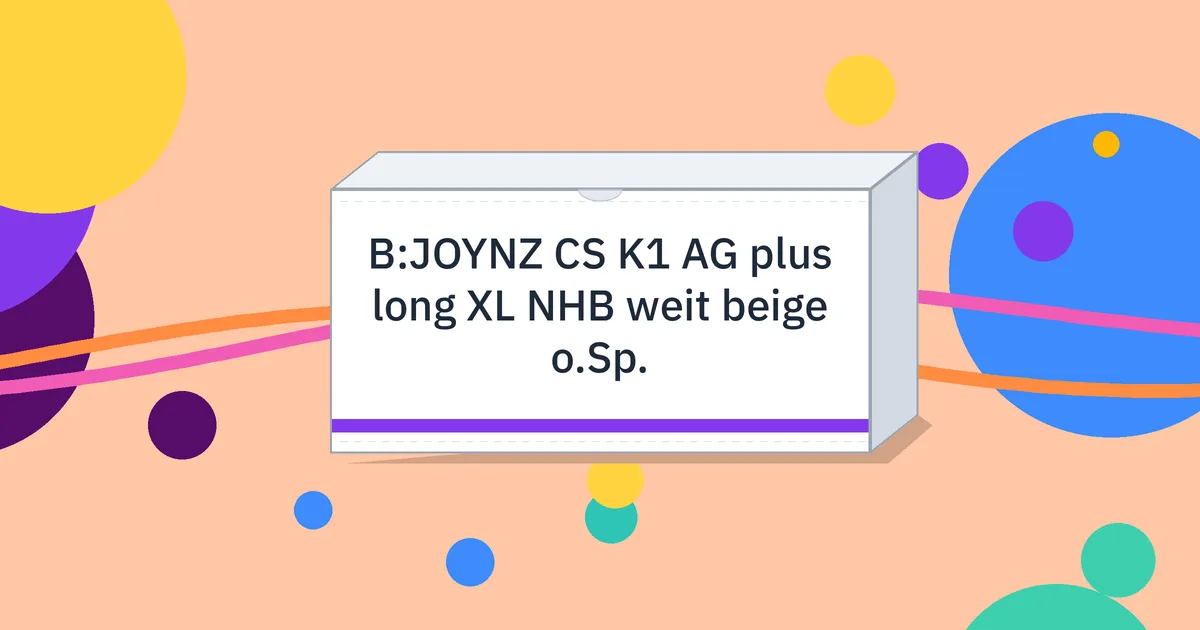 Symbolbild: Packung mit der Aufschrift B:JOYNZ CS K1 AG plus long XL NHB weit beige o.Sp. (PZN 20532934) – Verfügbarkeit und Bezug in Apotheken in Frankfurt am Main