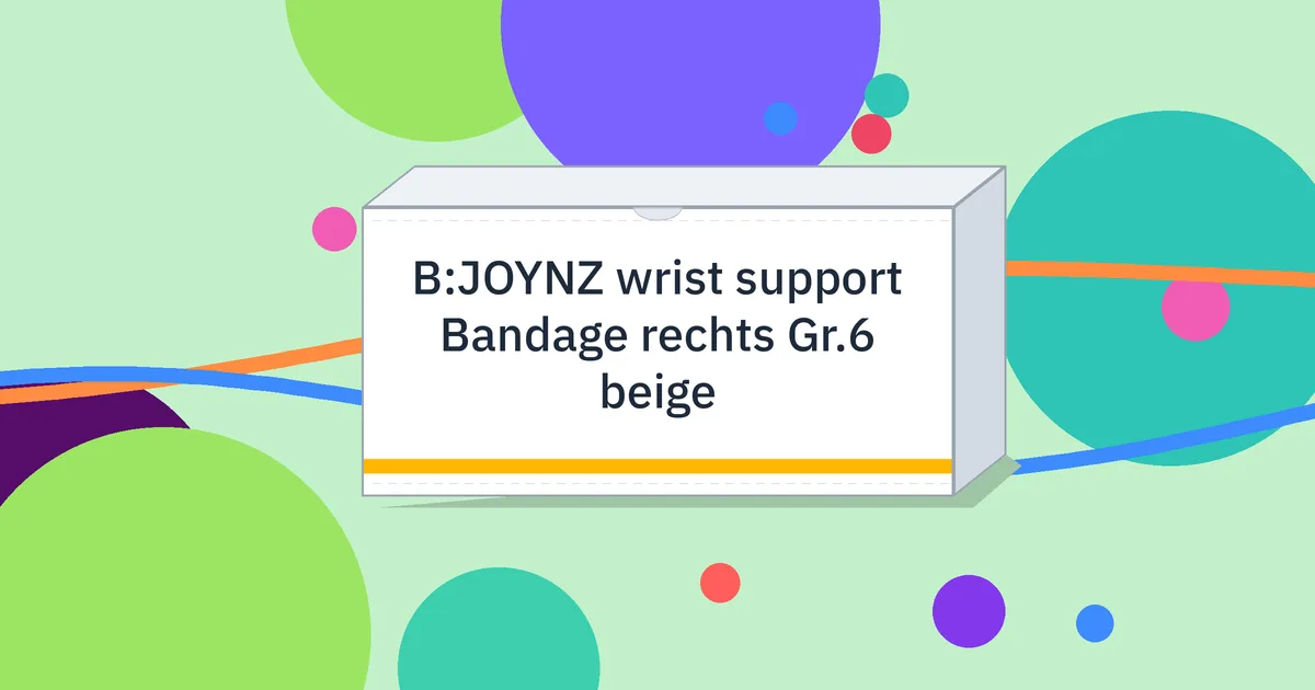 Symbolbild: Packung mit der Aufschrift B:JOYNZ wrist support Bandage rechts Gr.6 beige (PZN 20522692) – Verfügbarkeit und Bezug in Apotheken in Frankfurt am Main