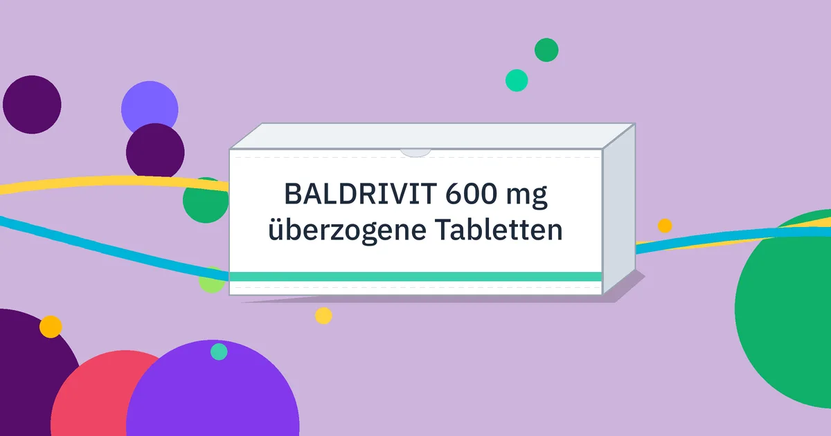 Symbolbild: Packung mit der Aufschrift BALDRIVIT 600 mg überzogene Tabletten (PZN 00432515) – Verfügbarkeit und Bezug in Apotheken in Frankfurt am Main