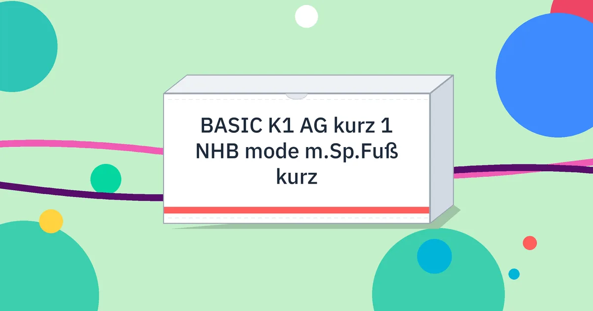 Symbolbild: Packung mit der Aufschrift BASIC K1 AG kurz 1 NHB mode m.Sp.Fuß kurz (PZN 20259800) – Verfügbarkeit und Bezug in Apotheken in Frankfurt am Main
