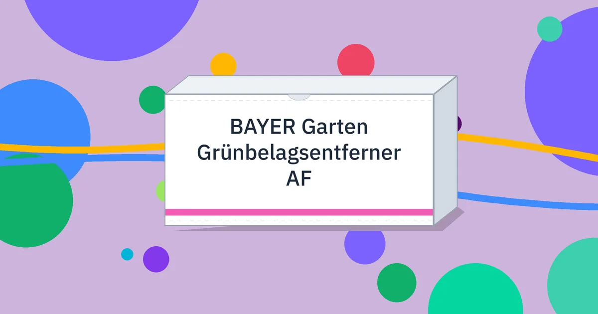 Symbolbild: Packung mit der Aufschrift BAYER Garten Grünbelagsentferner AF (PZN 00007976) – Verfügbarkeit und Bezug in Apotheken in Frankfurt am Main