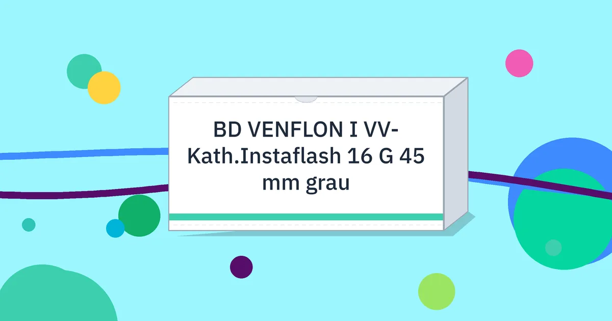 Symbolbild: Packung mit der Aufschrift BD VENFLON I VV-Kath.Instaflash 16 G 45 mm grau (PZN 20274082) – Verfügbarkeit und Bezug in Apotheken in Frankfurt am Main