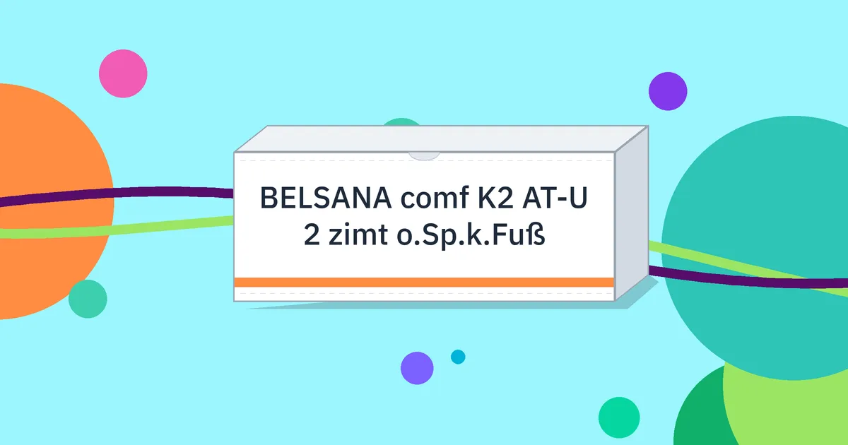 Symbolbild: Packung mit der Aufschrift BELSANA comf K2 AT-U 2 zimt o.Sp.k.Fuß (PZN 12333273) – Verfügbarkeit und Bezug in Apotheken in Frankfurt am Main