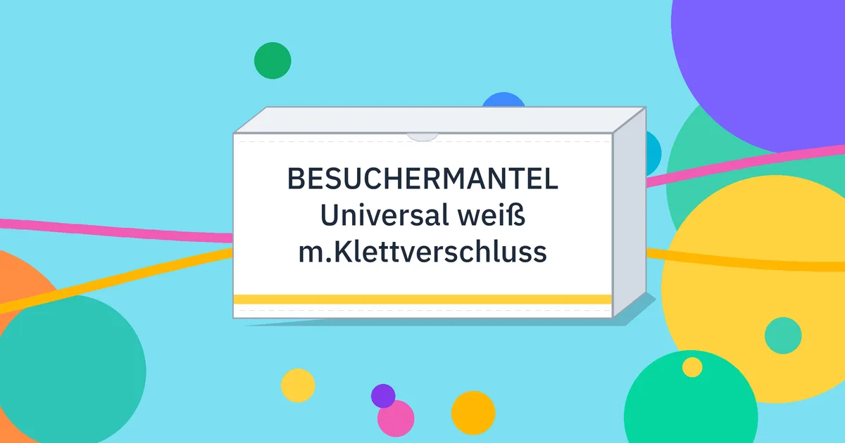 Symbolbild: Packung mit der Aufschrift BESUCHERMANTEL Universal weiß m.Klettverschluss (PZN 01468343) – Verfügbarkeit und Bezug in Apotheken in Frankfurt am Main