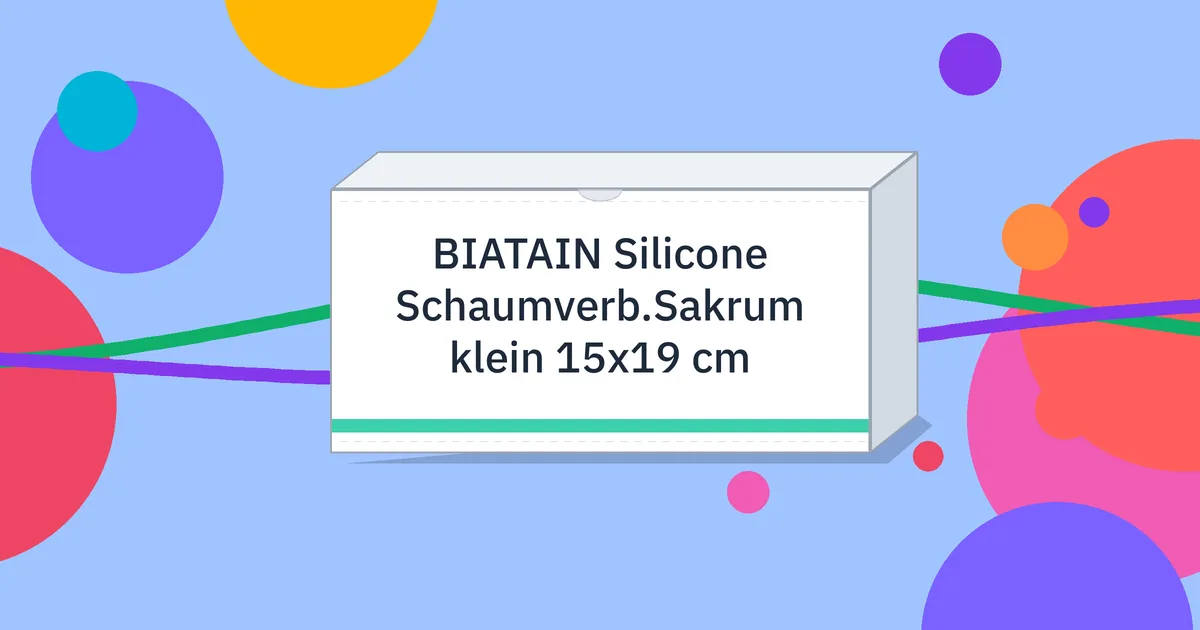 Symbolbild: Packung mit der Aufschrift BIATAIN Silicone Schaumverb.Sakrum klein 15x19 cm (PZN 16515930) – Verfügbarkeit und Bezug in Apotheken in Frankfurt am Main