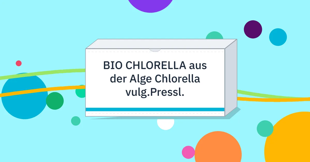 Symbolbild: Packung mit der Aufschrift BIO CHLORELLA aus der Alge Chlorella vulg.Pressl. (PZN 19788031) – Verfügbarkeit und Bezug in Apotheken in Frankfurt am Main
