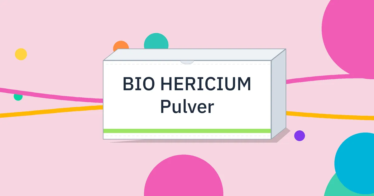 Symbolbild: Packung mit der Aufschrift BIO HERICIUM Pulver (PZN 10790606) – Verfügbarkeit und Bezug in Apotheken in Frankfurt am Main