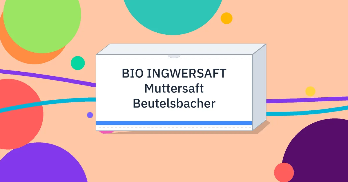 Symbolbild: Packung mit der Aufschrift BIO INGWERSAFT Muttersaft Beutelsbacher (PZN 20597402) – Verfügbarkeit und Bezug in Apotheken in Frankfurt am Main