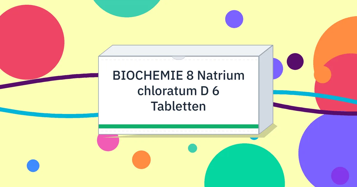 Symbolbild: Packung mit der Aufschrift BIOCHEMIE 8 Natrium chloratum D 6 Tabletten (PZN 01073722) – Verfügbarkeit und Bezug in Apotheken in Frankfurt am Main