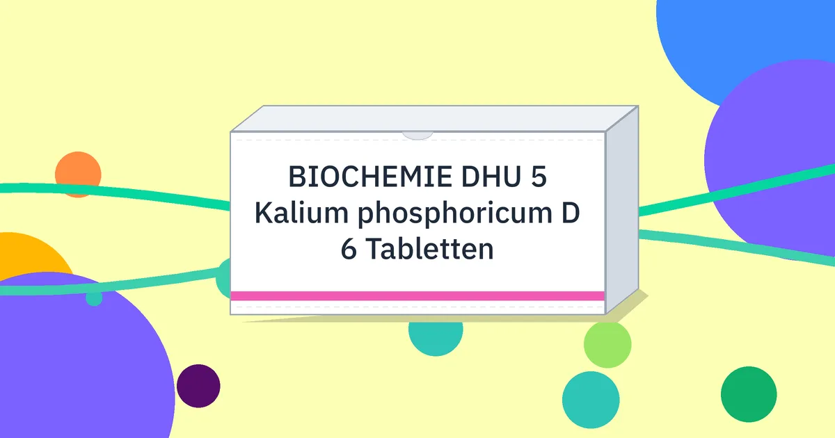 Symbolbild: Packung mit der Aufschrift BIOCHEMIE DHU 5 Kalium phosphoricum D 6 Tabletten (PZN 06584060) – Verfügbarkeit und Bezug in Apotheken in Frankfurt am Main