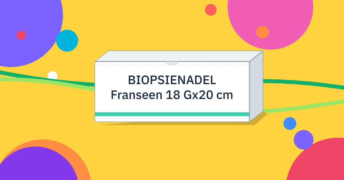 Symbolbild: Packung mit der Aufschrift BIOPSIENADEL Franseen 18 Gx20 cm (PZN 06771336) – Verfügbarkeit und Bezug in Apotheken in Frankfurt am Main