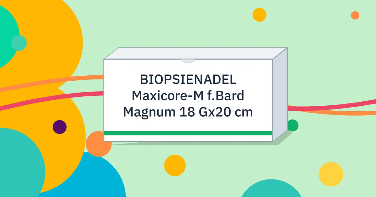 Symbolbild: Packung mit der Aufschrift BIOPSIENADEL Maxicore-M f.Bard Magnum 18 Gx20 cm (PZN 18811851) – Verfügbarkeit und Bezug in Apotheken in Frankfurt am Main