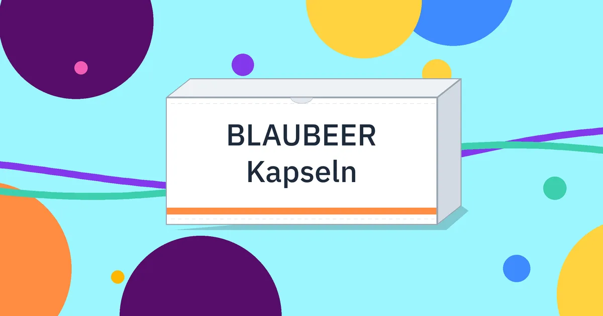Symbolbild: Packung mit der Aufschrift BLAUBEER Kapseln (PZN 03919241) – Verfügbarkeit und Bezug in Apotheken in Frankfurt am Main