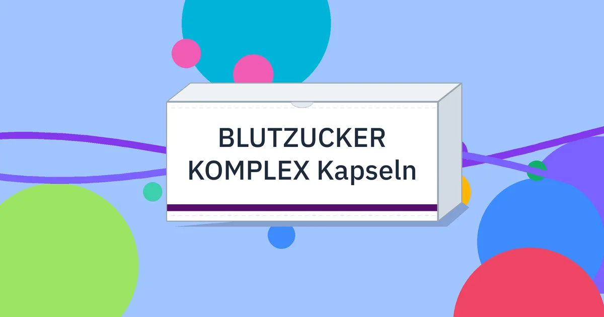 Symbolbild: Packung mit der Aufschrift BLUTZUCKER KOMPLEX Kapseln (PZN 20285186) – Verfügbarkeit und Bezug in Apotheken in Frankfurt am Main