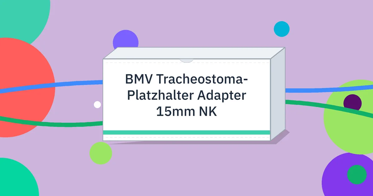 Symbolbild: Packung mit der Aufschrift BMV Tracheostoma-Platzhalter Adapter 15mm NK (PZN 10961054) – Verfügbarkeit und Bezug in Apotheken in Frankfurt am Main