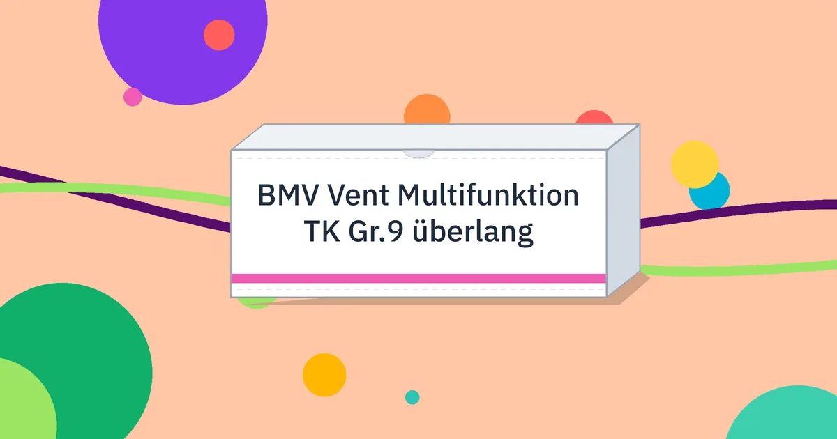 Symbolbild: Packung mit der Aufschrift BMV Vent Multifunktion TK Gr.9 überlang (PZN 18384900) – Verfügbarkeit und Bezug in Apotheken in Frankfurt am Main