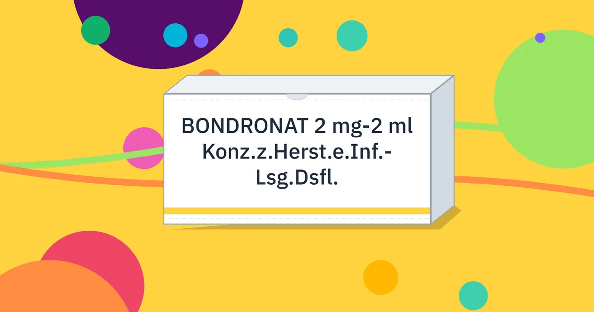 Symbolbild: Packung mit der Aufschrift BONDRONAT 2 mg-2 ml Konz.z.Herst.e.Inf.-Lsg.Dsfl. (PZN 03321176) – Verfügbarkeit und Bezug in Apotheken in Frankfurt am Main