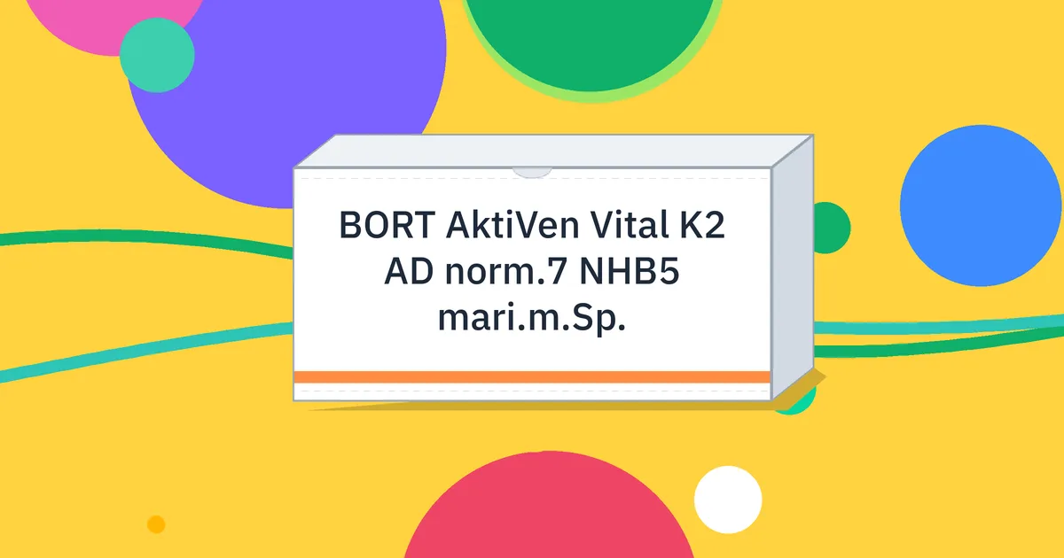 Symbolbild: Packung mit der Aufschrift BORT AktiVen Vital K2 AD norm.7 NHB5 mari.m.Sp. (PZN 17494696) – Verfügbarkeit und Bezug in Apotheken in Frankfurt am Main