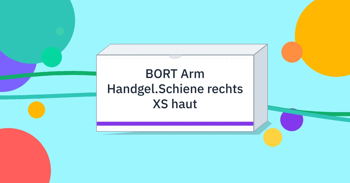 Symbolbild: Packung mit der Aufschrift BORT Arm Handgel.Schiene rechts XS haut (PZN 08527586) – Verfügbarkeit und Bezug in Apotheken in Frankfurt am Main
