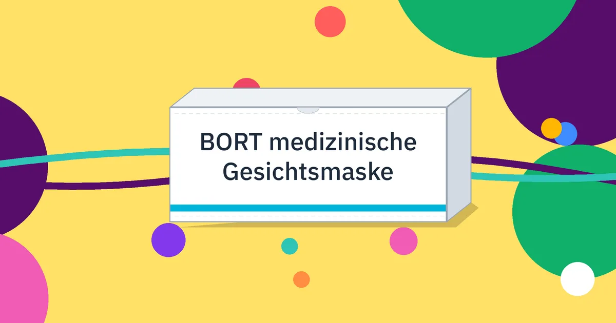 Symbolbild: Packung mit der Aufschrift BORT medizinische Gesichtsmaske (PZN 16847483) – Verfügbarkeit und Bezug in Apotheken in Frankfurt am Main