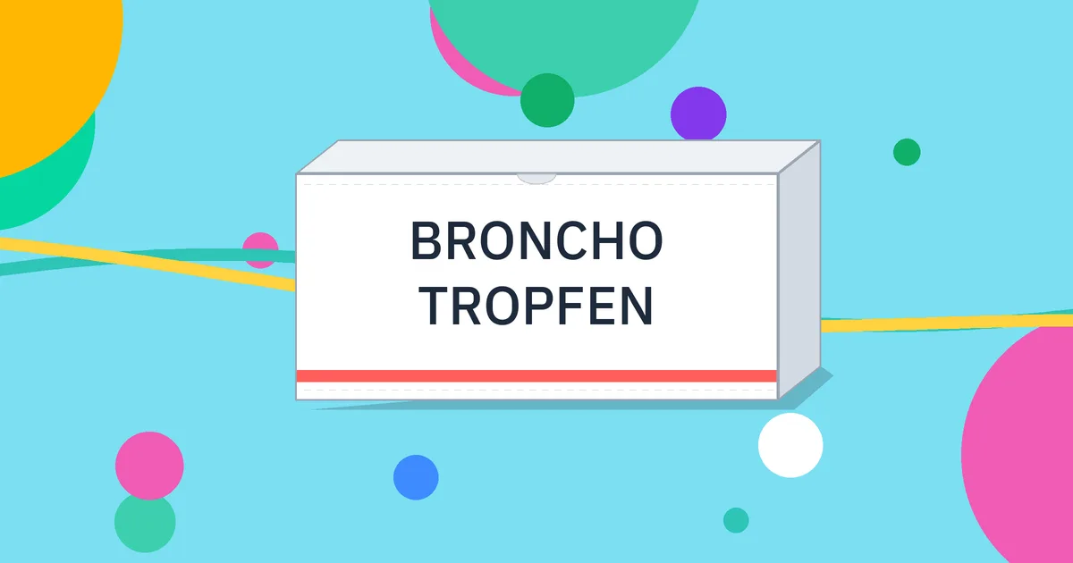 Symbolbild: Packung mit der Aufschrift BRONCHO TROPFEN (PZN 20212129) – Verfügbarkeit und Bezug in Apotheken in Frankfurt am Main