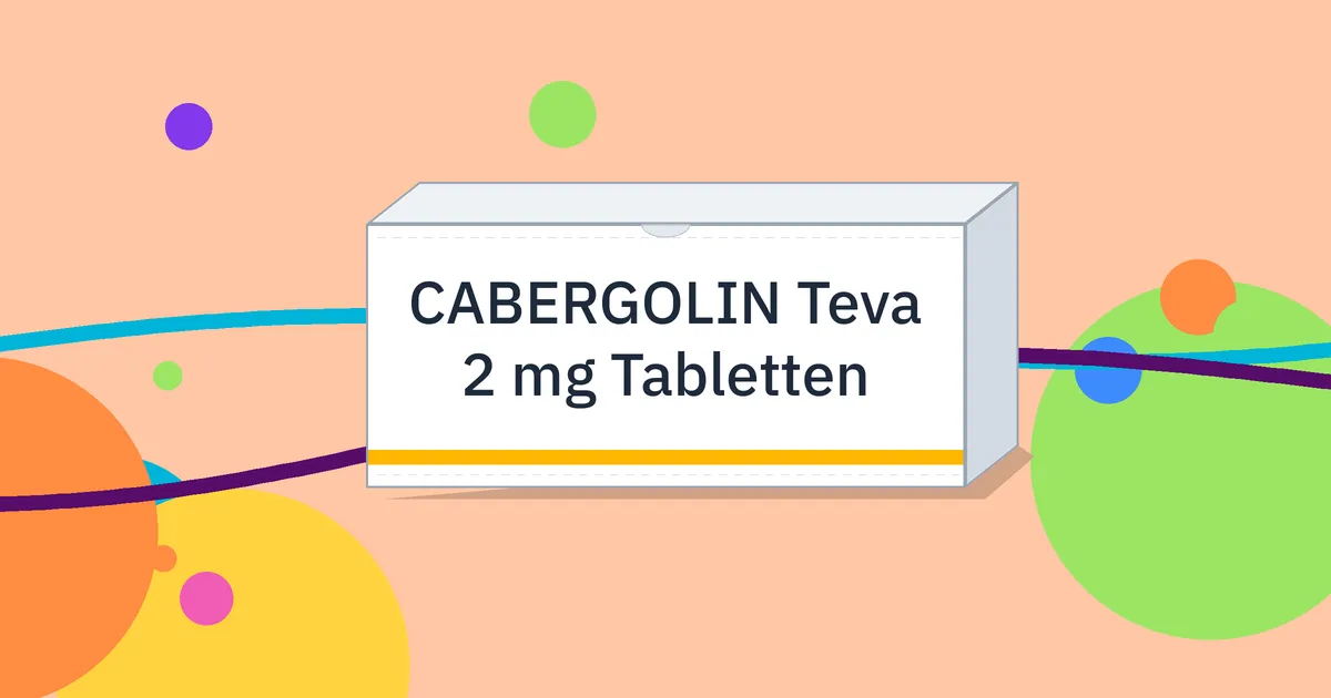 Symbolbild: Packung mit der Aufschrift CABERGOLIN Teva 2 mg Tabletten (PZN 12584207) – Verfügbarkeit und Bezug in Apotheken in Frankfurt am Main