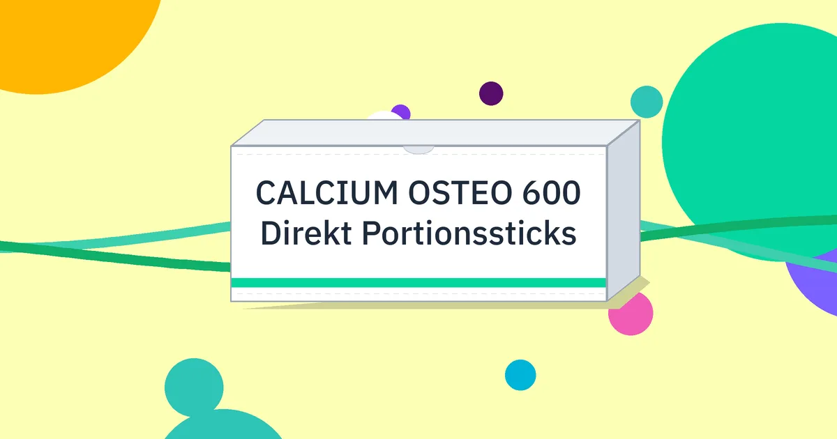 Symbolbild: Packung mit der Aufschrift CALCIUM OSTEO 600 Direkt Portionssticks (PZN 16605722) – Verfügbarkeit und Bezug in Apotheken in Frankfurt am Main