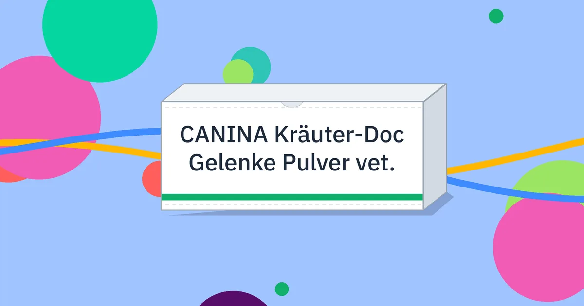 Symbolbild: Packung mit der Aufschrift CANINA Kräuter-Doc Gelenke Pulver vet. (PZN 06902583) – Verfügbarkeit und Bezug in Apotheken in Frankfurt am Main