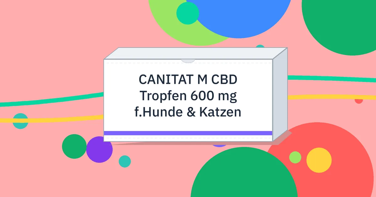Symbolbild: Packung mit der Aufschrift CANITAT M CBD Tropfen 600 mg f.Hunde & Katzen (PZN 15895557) – Verfügbarkeit und Bezug in Apotheken in Frankfurt am Main