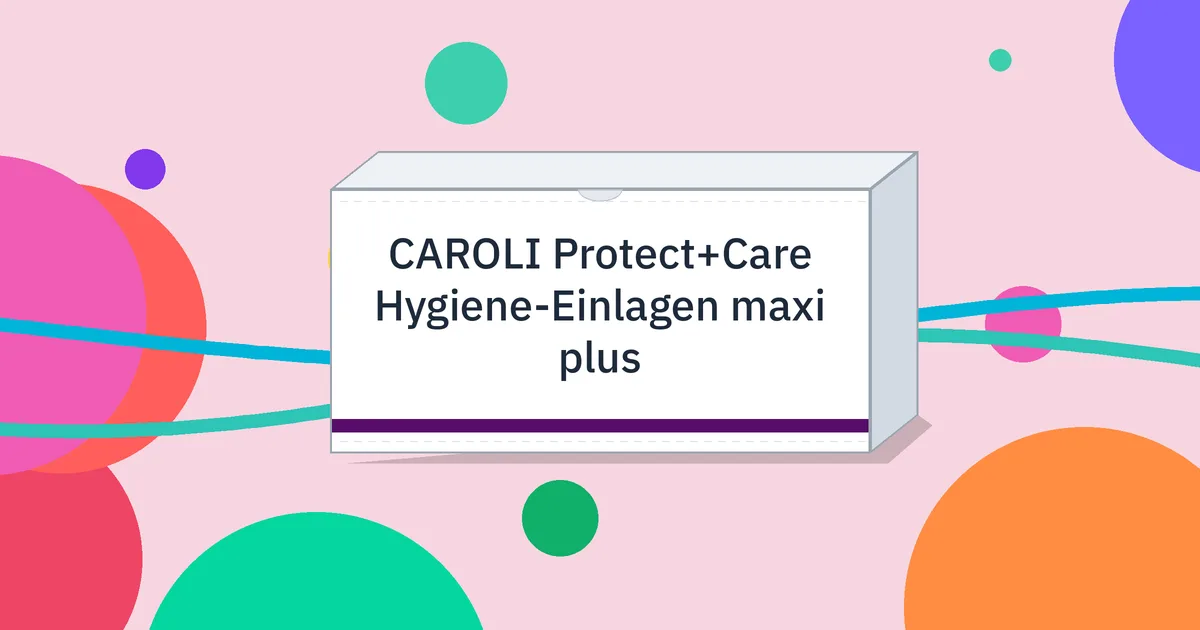 Symbolbild: Packung mit der Aufschrift CAROLI Protect+Care Hygiene-Einlagen maxi plus (PZN 13868622) – Verfügbarkeit und Bezug in Apotheken in Frankfurt am Main