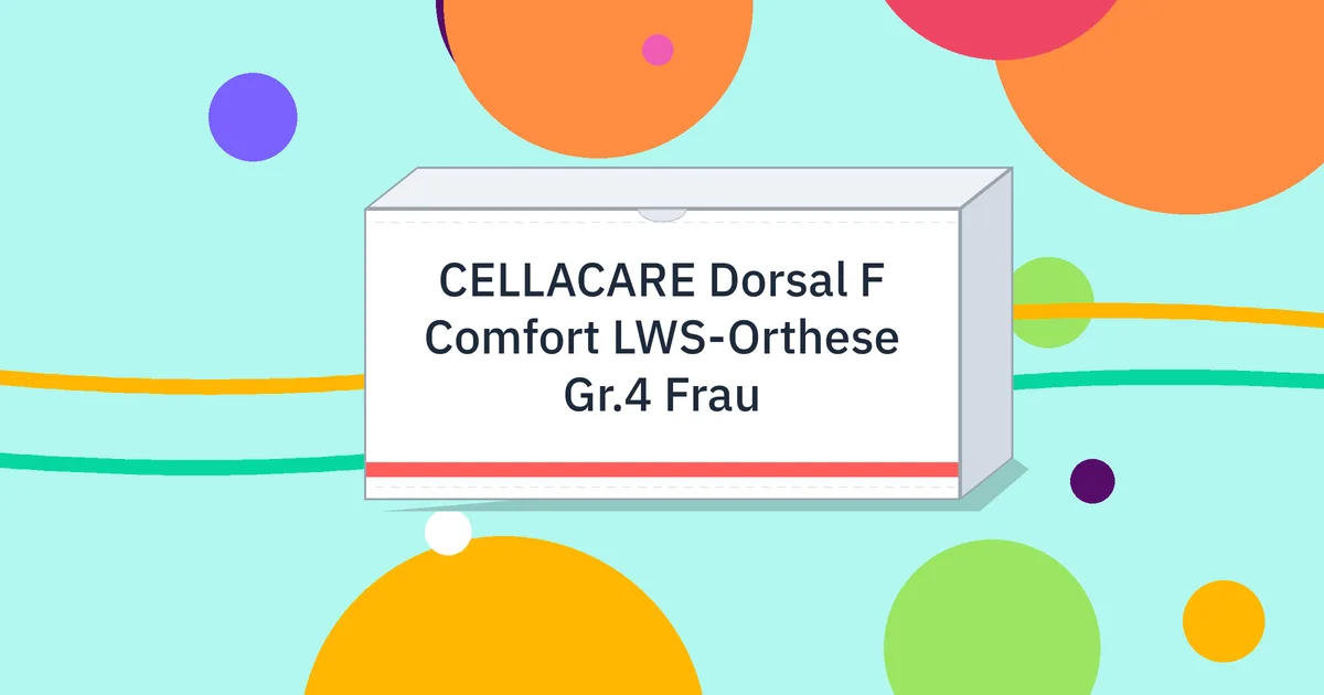 Symbolbild: Packung mit der Aufschrift CELLACARE Dorsal F Comfort LWS-Orthese Gr.4 Frau (PZN 14253236) – Verfügbarkeit und Bezug in Apotheken in Frankfurt am Main