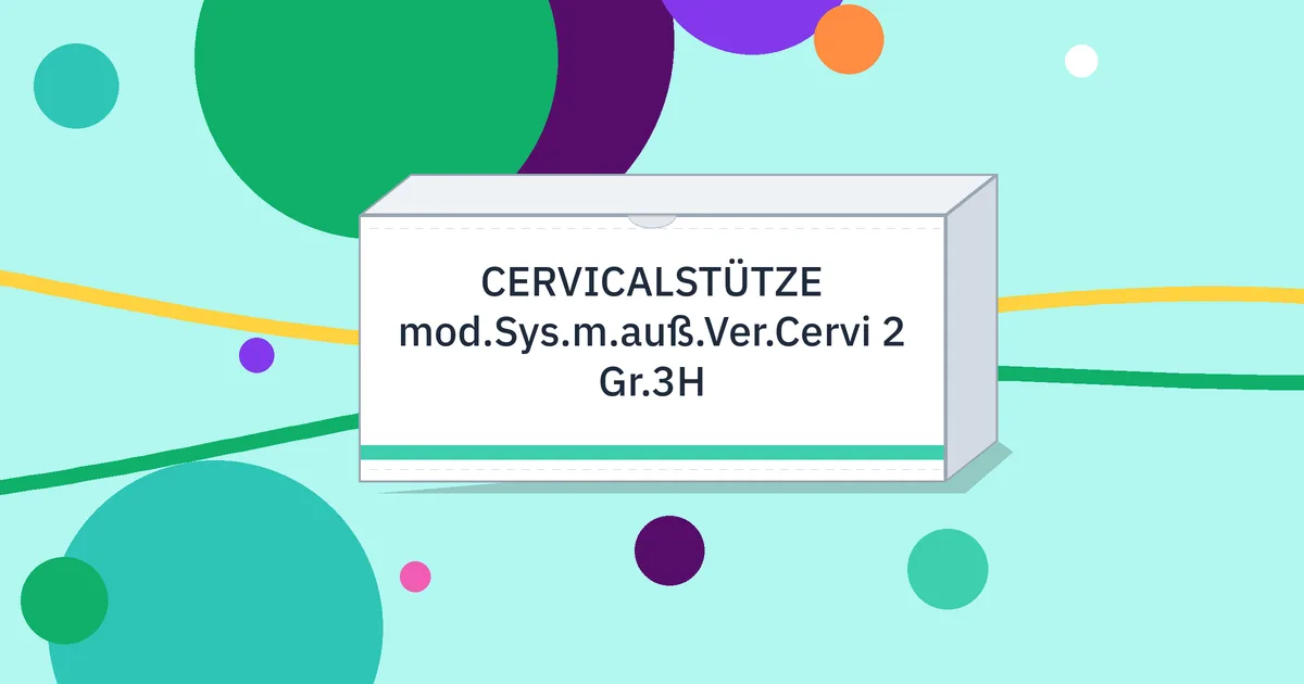 Symbolbild: Packung mit der Aufschrift CERVICALSTÜTZE mod.Sys.m.auß.Ver.Cervi 2 Gr.3H (PZN 05043184) – Verfügbarkeit und Bezug in Apotheken in Frankfurt am Main