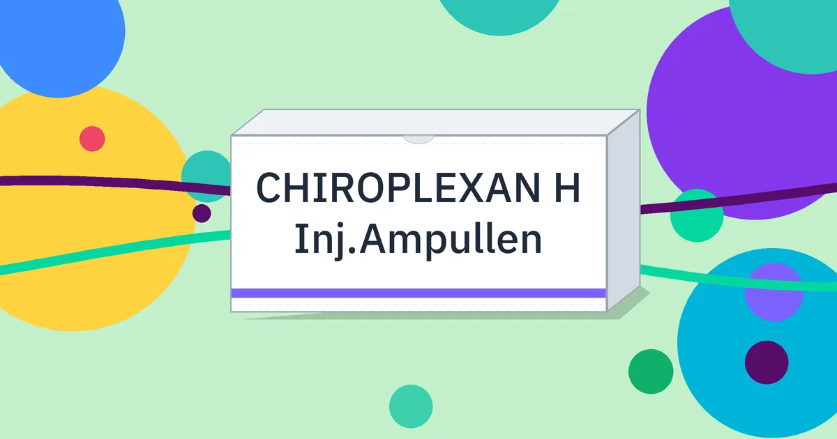 Symbolbild: Packung mit der Aufschrift CHIROPLEXAN H Inj.Ampullen (PZN 04886609) – Verfügbarkeit und Bezug in Apotheken in Frankfurt am Main